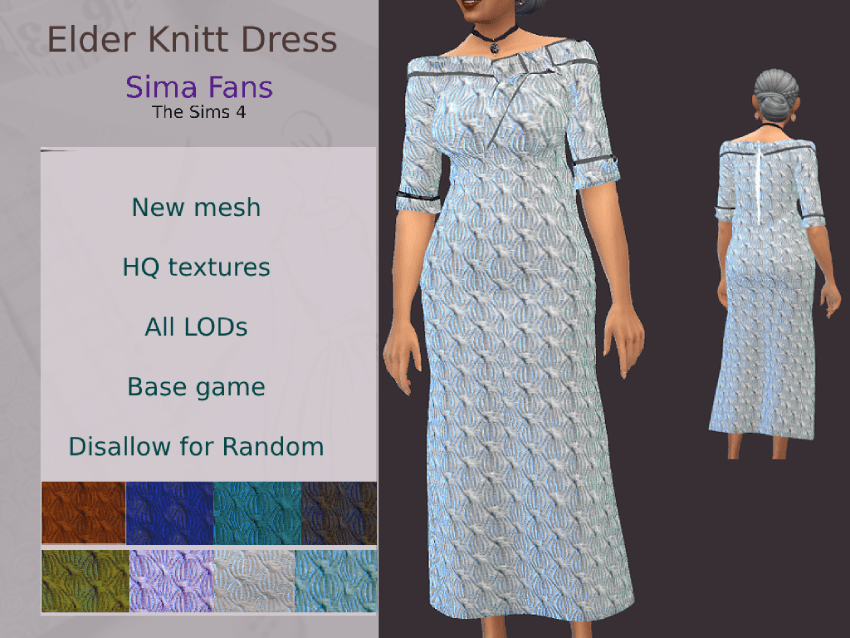 Elder Knitt Dress by SimaFans - The Sims 4 Create a Sim - CurseForge