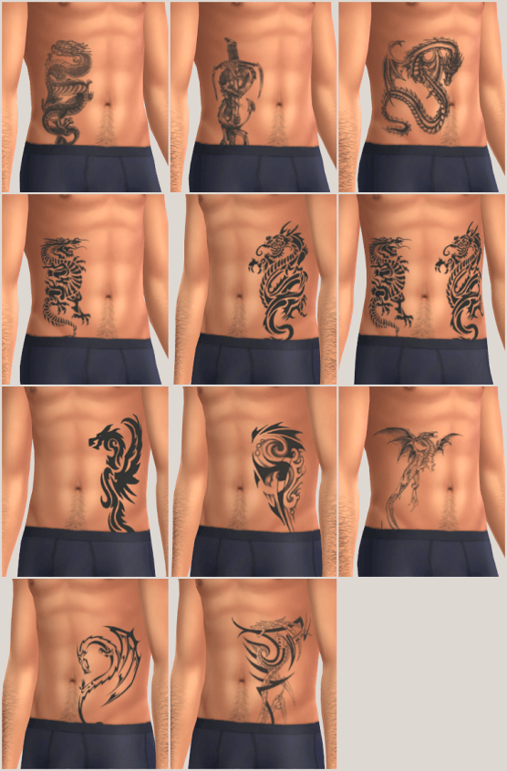Dragon Tattoos - The Sims 4 Create a Sim - CurseForge
