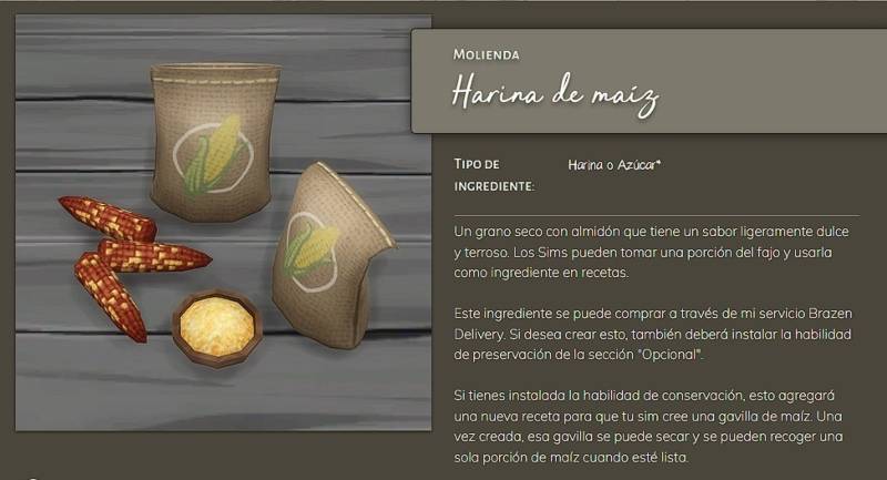Corn flour by BrazenLotus Spanish translation - The Sims 4 Translations ...