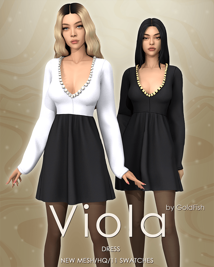 GoldFish Viola Dress - The Sims 4 Create a Sim - CurseForge