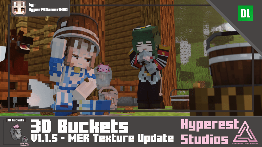 [3D] Buckets | v1.1.5 MER Texture Update - Minecraft Bedrock Texture ...
