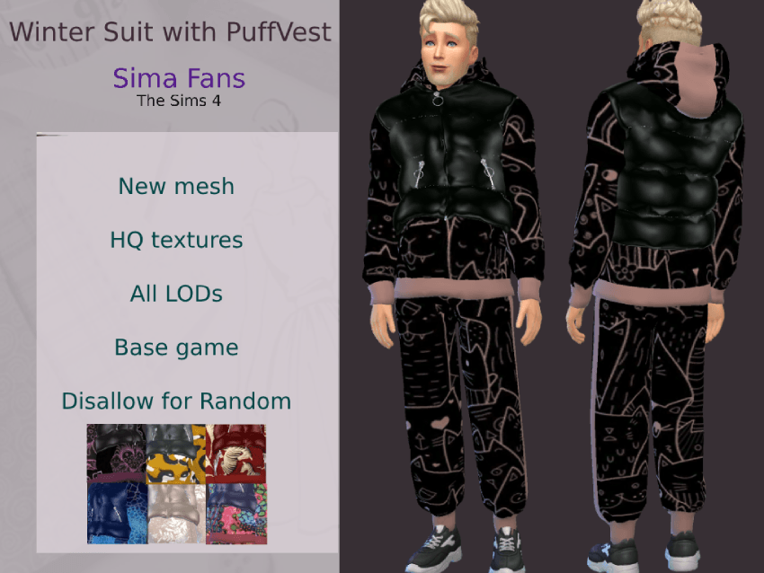 Winter suit with puffed vest by SimaFans - The Sims 4 Create a Sim ...