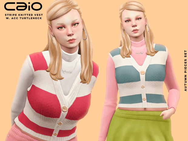 Stripe Knitted Vest 2 (Caiocc) - The Sims 4 Create a Sim - CurseForge
