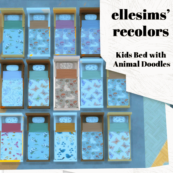 ellesims kids bed animal themed doodles - The Sims 4 Build / Buy ... ellesims kids bed animal themed doodles - The Sims 4 Build / Buy ...