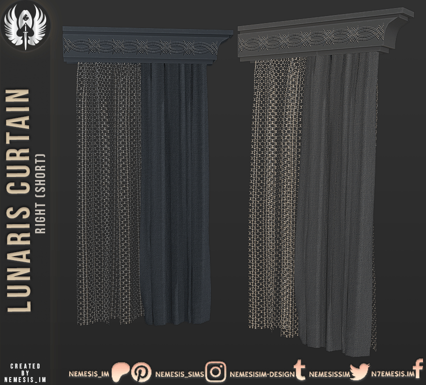 Lunaris Curtain Right (Short) – Gothic Balance - The Sims 4 Build / Buy ...