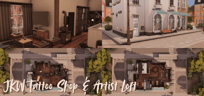 JKW Tattoo Shop & Artist Loft – Sims 4 Tattoo Studio with 2 Workspaces ...