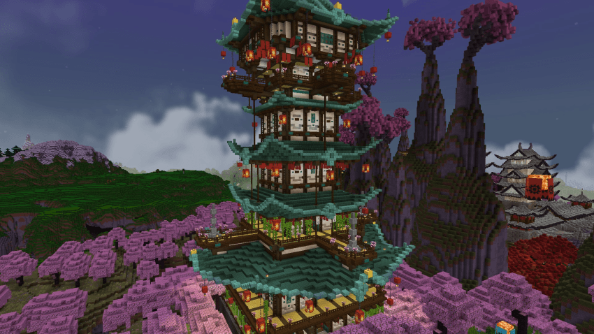 Old Japanese Town in the Cherry Biome - Minecraft Bedrock Maps - CurseForge