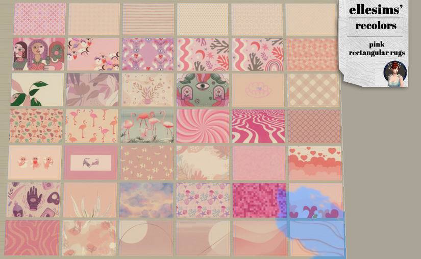 ellesims pink rectangular rugs - The Sims 4 Build / Buy - CurseForge