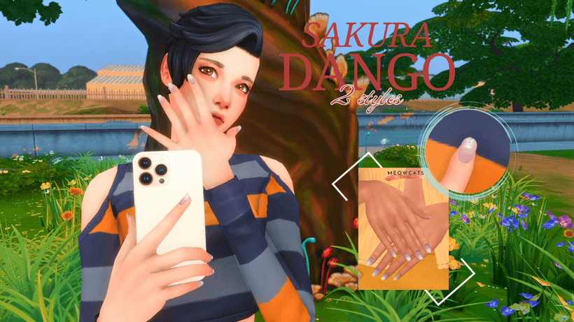 Wagashi-Sakura Dango Nails - The Sims 4 Create a Sim - CurseForge