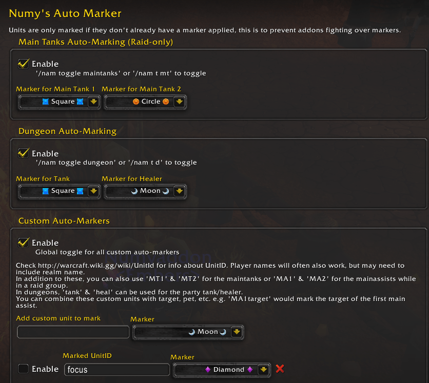 Numy's Auto Marker - World of Warcraft Addons - CurseForge