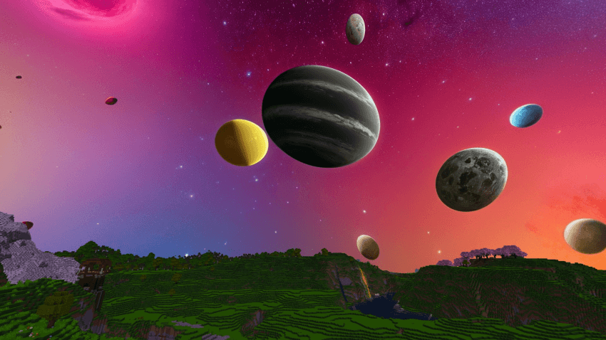 Colorful Space with Planets - Custom Sky - Minecraft Bedrock Texture ...