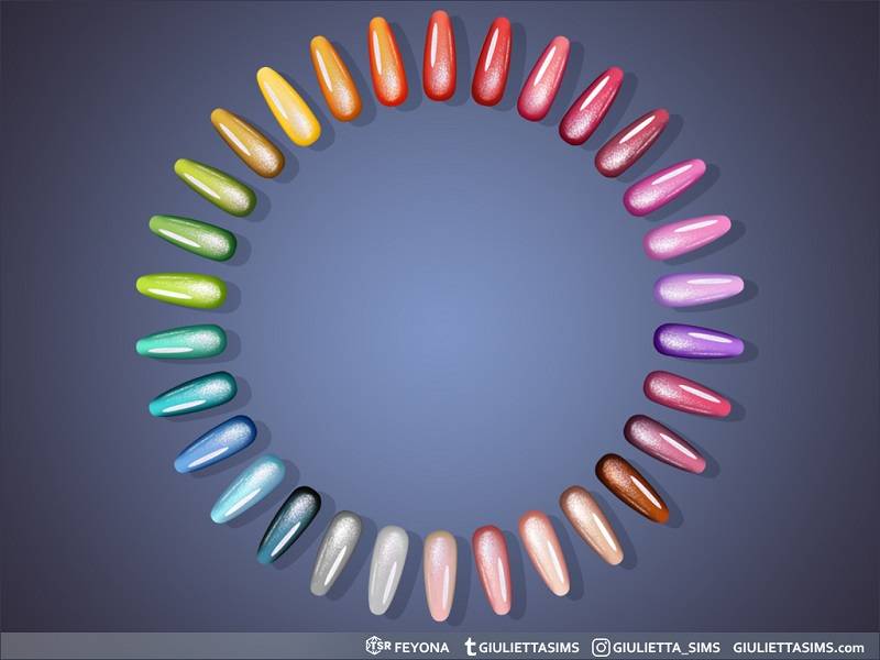 Medium Almond Reflective Cat Eye Nails - The Sims 4 Create a Sim ...