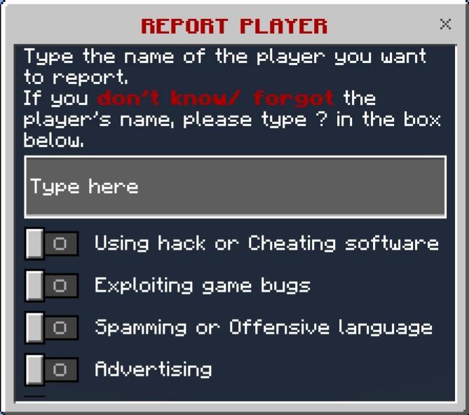 Report Player Menu - Minecraft Bedrock Scripts - CurseForge