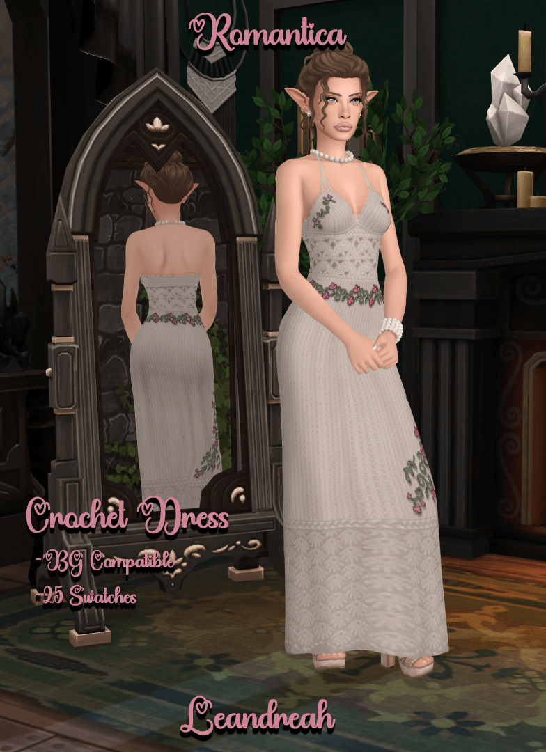 Romantica Long Crochet Dress - The Sims 4 Create a Sim - CurseForge