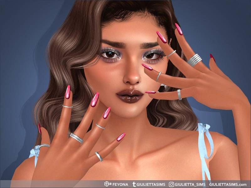 Medium Almond Reflective Cat Eye Nails - The Sims 4 Create a Sim ...