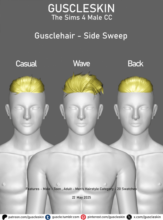 Gusclehair - Side Sweep Wave - The Sims 4 Create a Sim - CurseForge