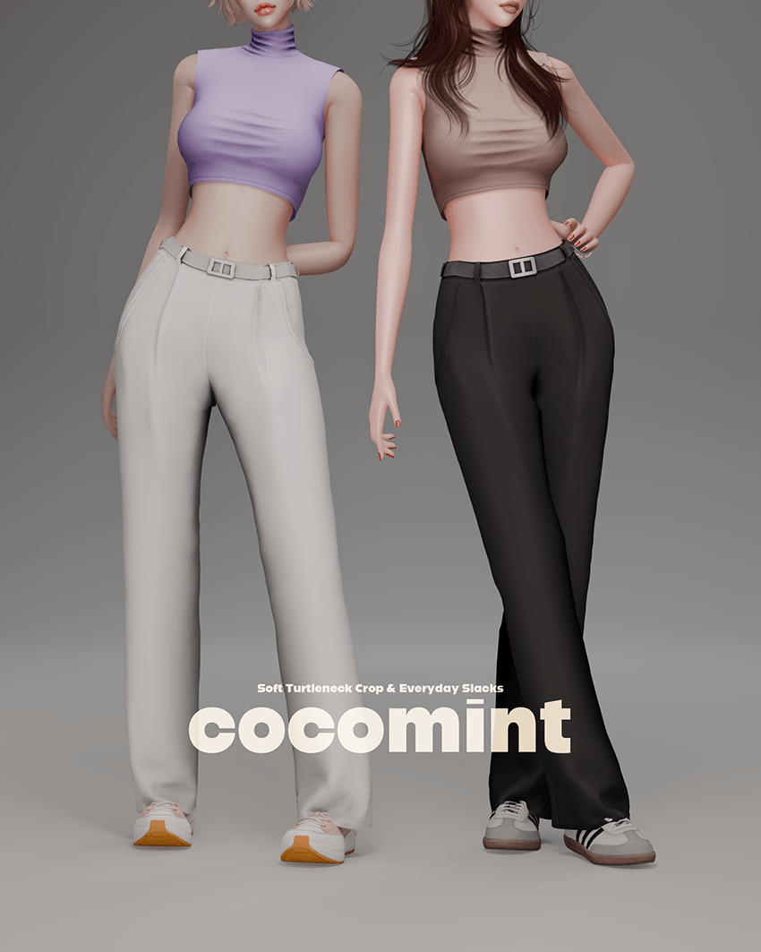 cocomint - Soft Turtleneck Crop & Everyday Slacks - The Sims 4 Create a ...