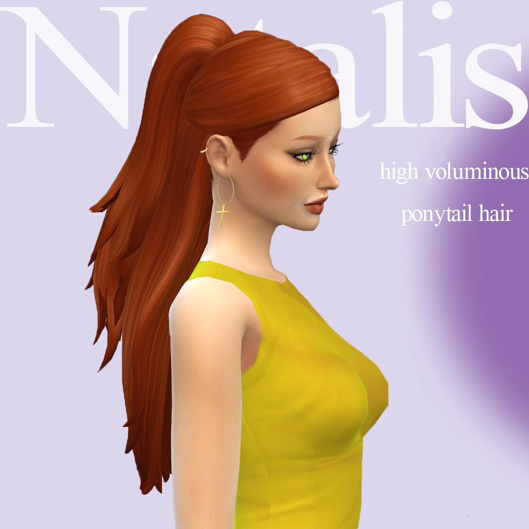 High voluminous ponytail hairⁿᵃᵗᵃˡⁱˢ - Create a Sim - The Sims 4