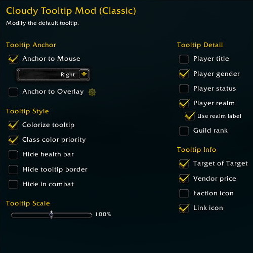 Cloudy Tooltip Mod (Classic) - World of Warcraft Addons - CurseForge