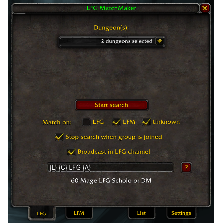 LFG MatchMaker - World of Warcraft Addons - CurseForge
