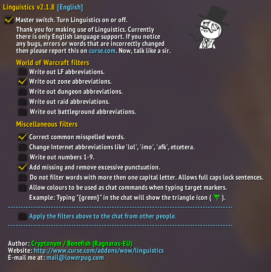 Linguistics - World of Warcraft Addons - CurseForge