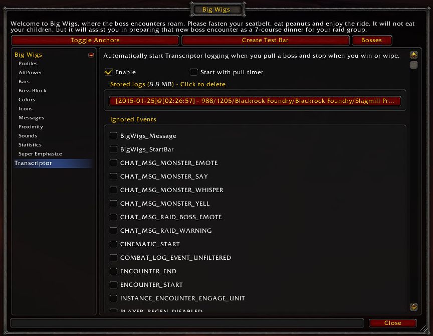 BigWigs_Transcriptor - World of Warcraft Addons - CurseForge