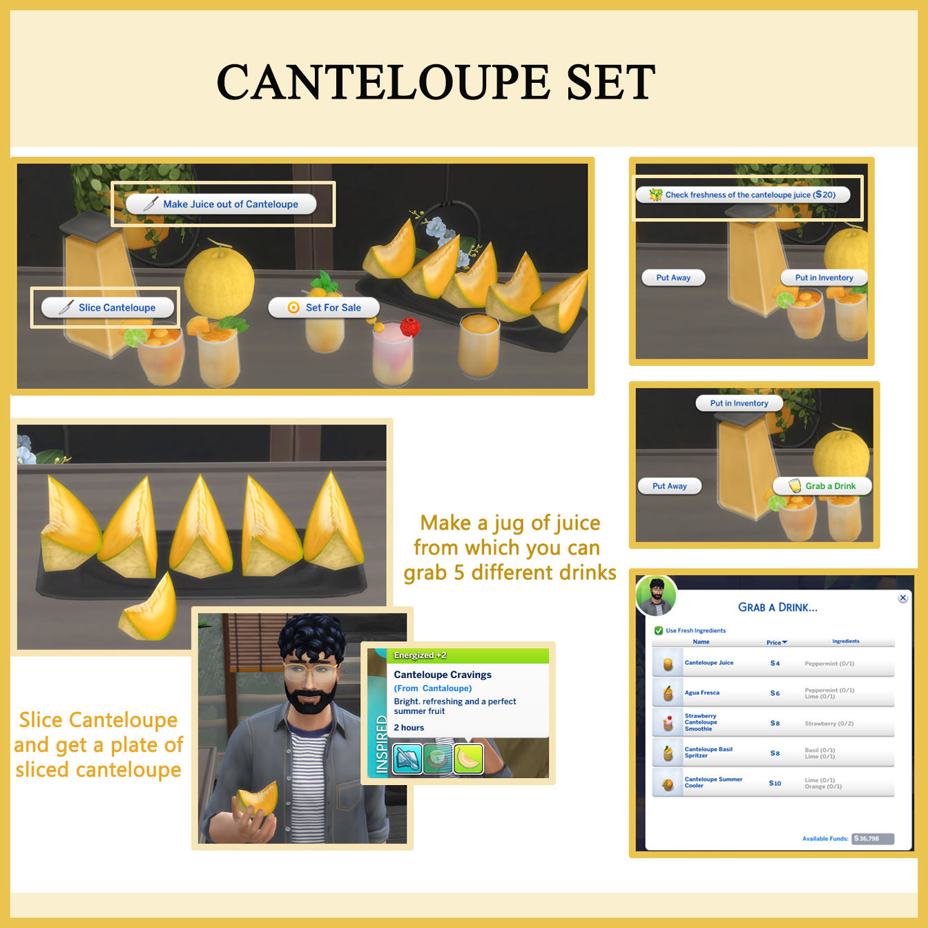 HARVESTABLE CANTELOUPE SET - Files - The Sims 4 Mods - CurseForge