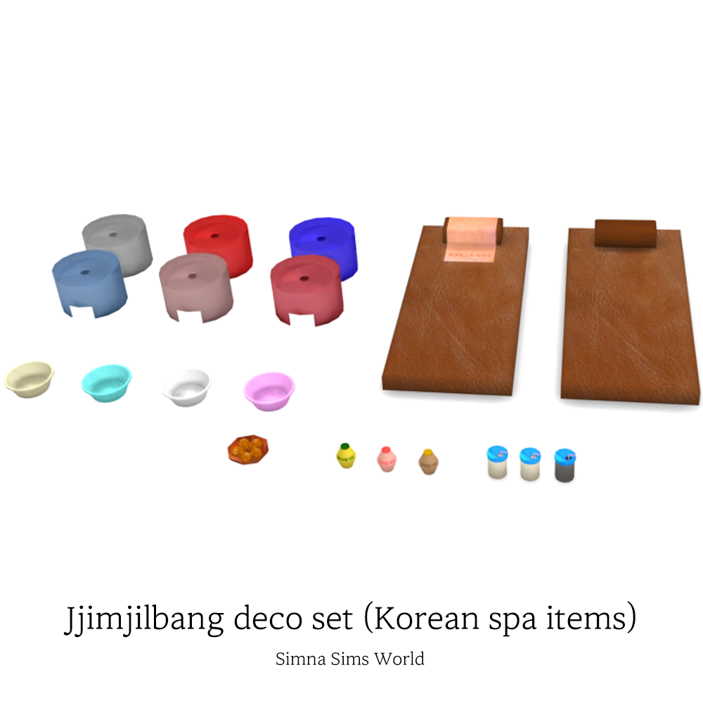 Jjimjilbang deco set (Korean spa items) - The Sims 4 Build / Buy ...