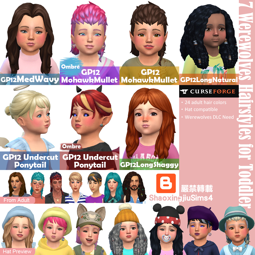 Toddler Werewolves Hairstyles Set - The Sims 4 Create a Sim - CurseForge