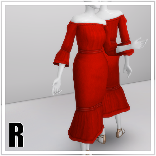 Off-Shoulder Midi Dress - The Sims 4 Create a Sim - CurseForge