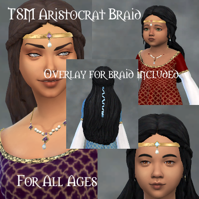 TSM Aristocratic Long Braid for All Ages + Overlay - The Sims 4 Create ...