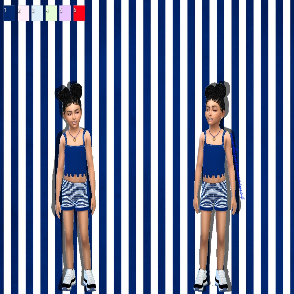 Striped Set blue and white kids - Files - The Sims 4 Create a Sim ...