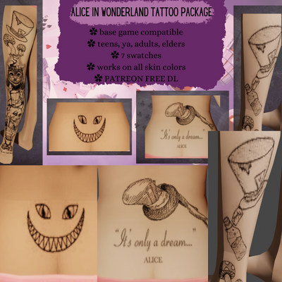 Alice in Wonderland Tattoo Set - The Sims 4 Create a Sim - CurseForge