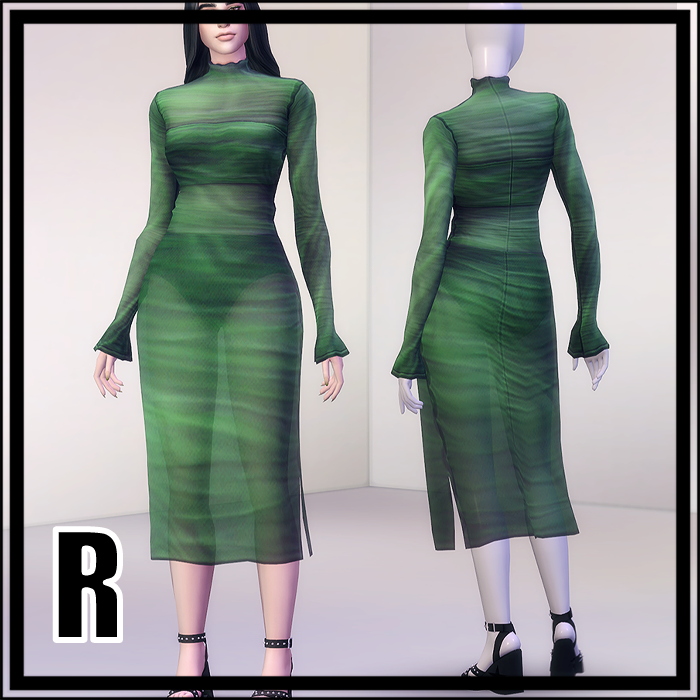 Pattern Tweak - C Sheer Midi Dress Set - The Sims 4 Create a Sim ...