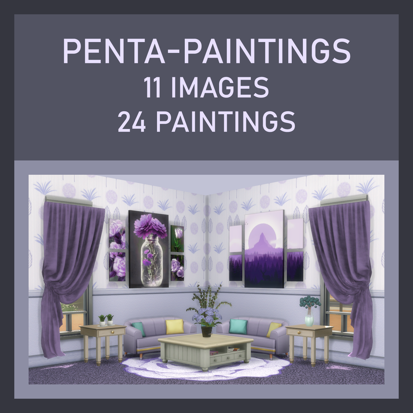 Penta-Portraits Vertically Shaped Painting Sets - The Sims 4 Build ...