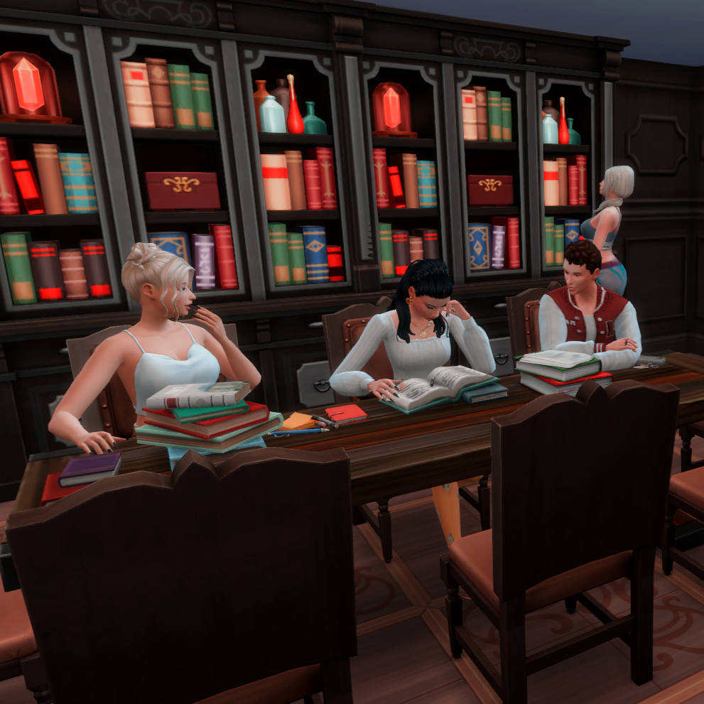 "Shh This is a library" Pose pack - The Sims 4 Mods - CurseForge