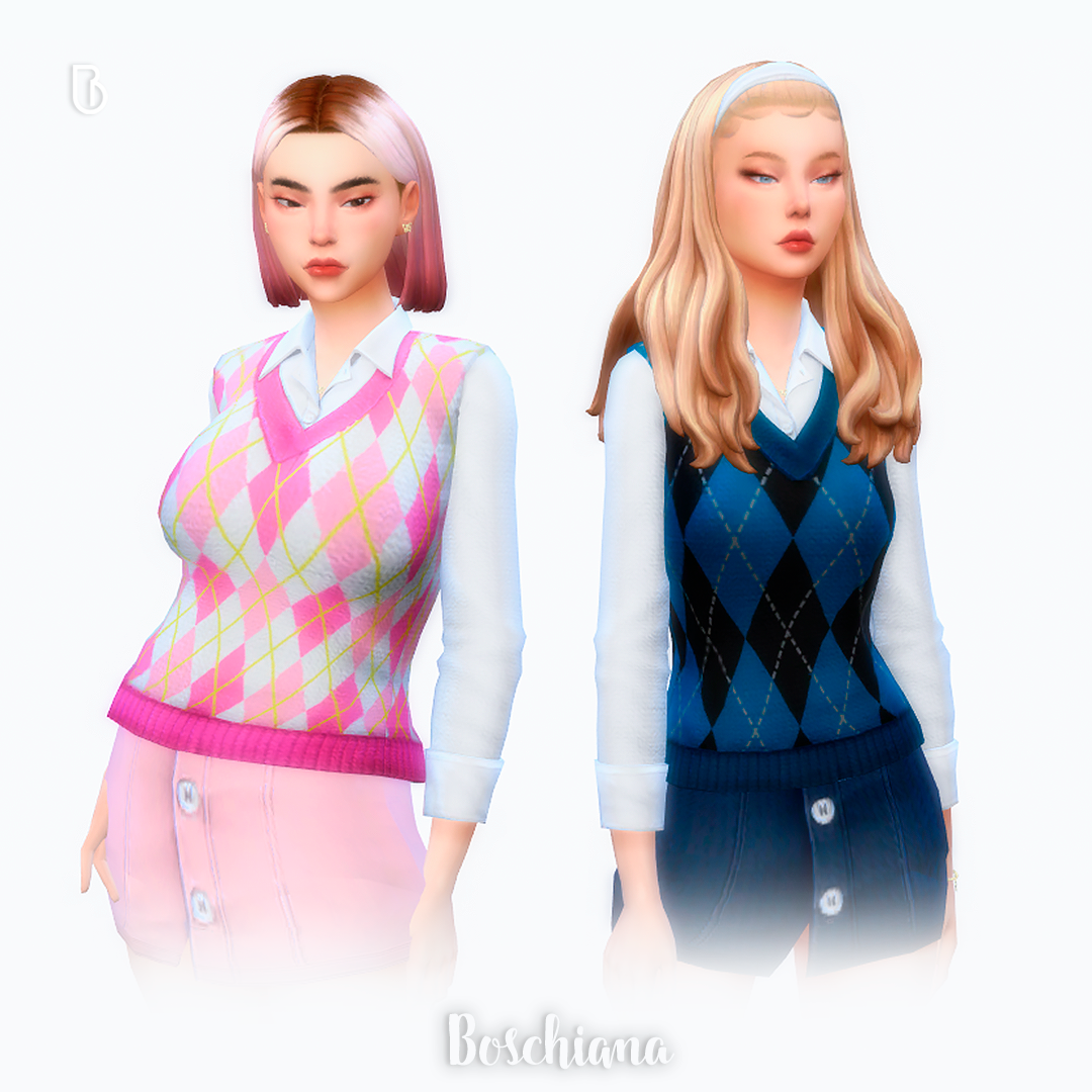 Woman Shirt with Sweater 💎 - Cher Version 2 - The Sims 4 Create a Sim ...