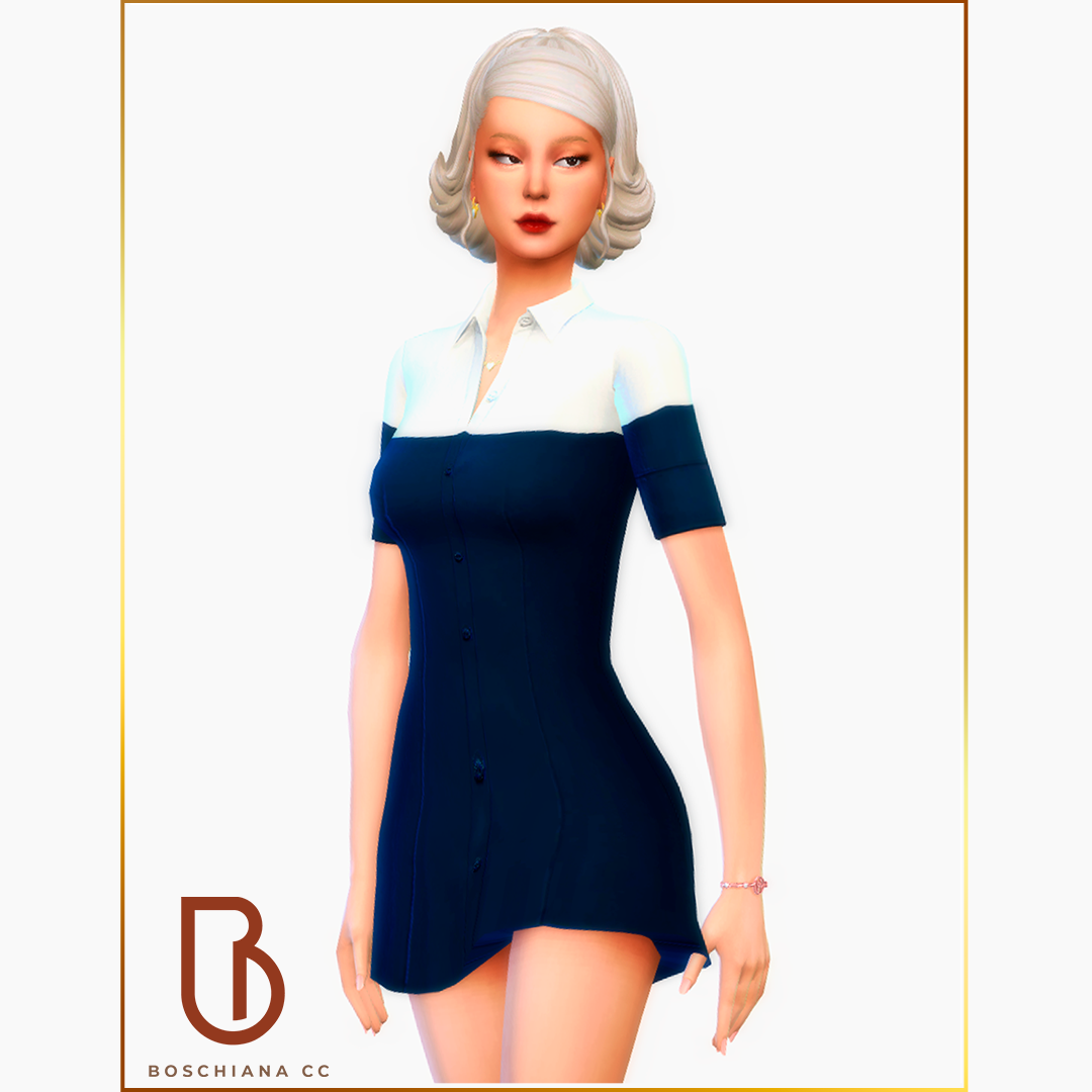 Woman Collared Dress - Liz version 1 - The Sims 4 Create a Sim - CurseForge