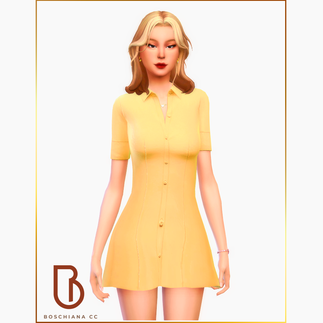Woman Collared Dress - Liz version 2 - The Sims 4 Create a Sim - CurseForge