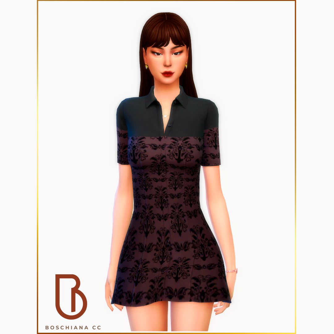 Woman Collared Dress - Liz version 4 - The Sims 4 Create a Sim - CurseForge