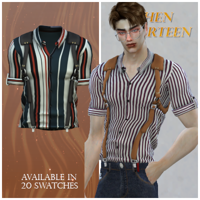 Harness Suspendered Casual Short Sleeve Shirt - The Sims 4 Create a Sim ...