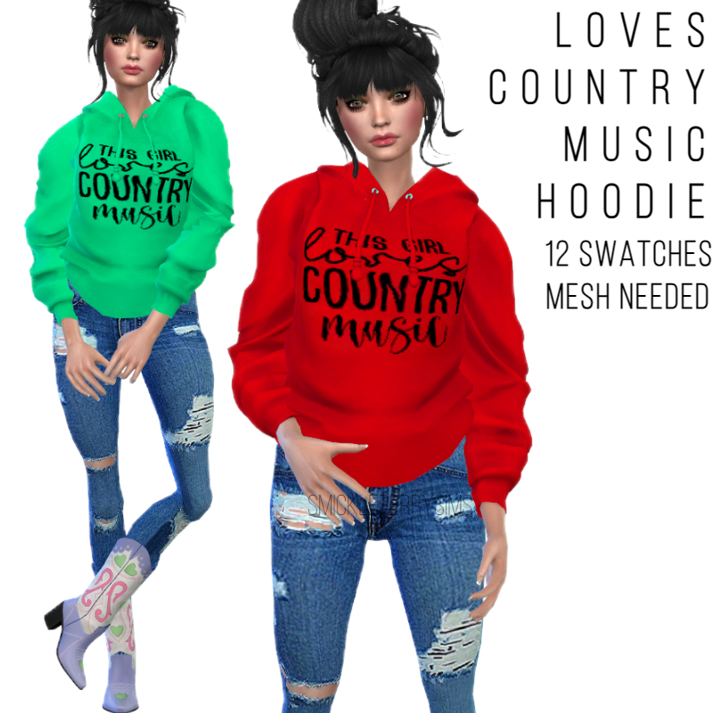 Loves Country Music Hoodie - The Sims 4 Create a Sim - CurseForge