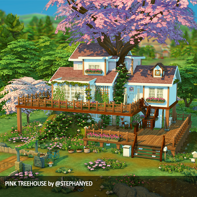 Cherry Pink Treehouse (No CC) - The Sims 4 Rooms / Lots - CurseForge