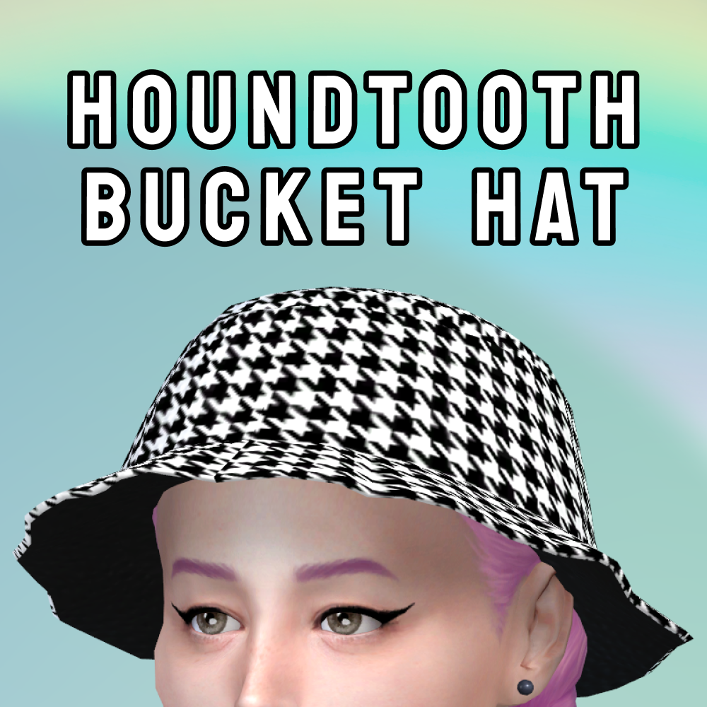 bucket hat with houndtooth pattern (8 VARIATIONS) - The Sims 4 Create a ...