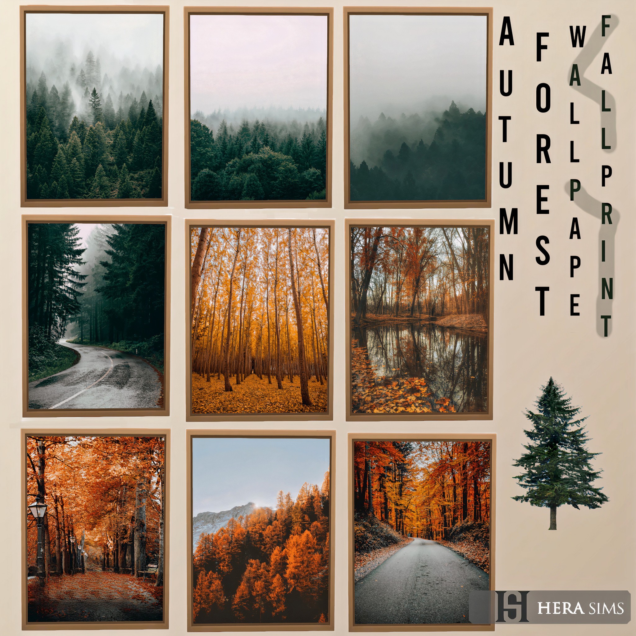 Autumn forest wall prints Screenshots - Build / Buy - The Sims 4