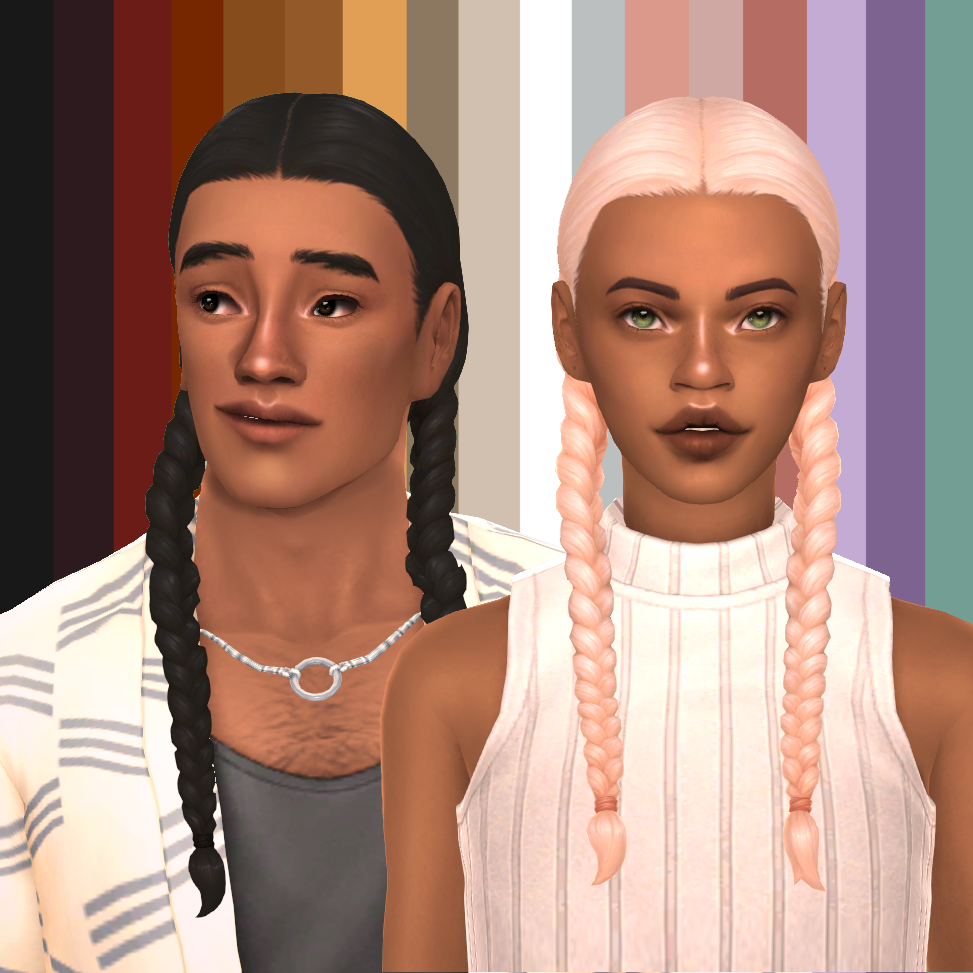 Tight Braids (Lucky Palette Recolor - Base Game) - The Sims 4 Create a ...
