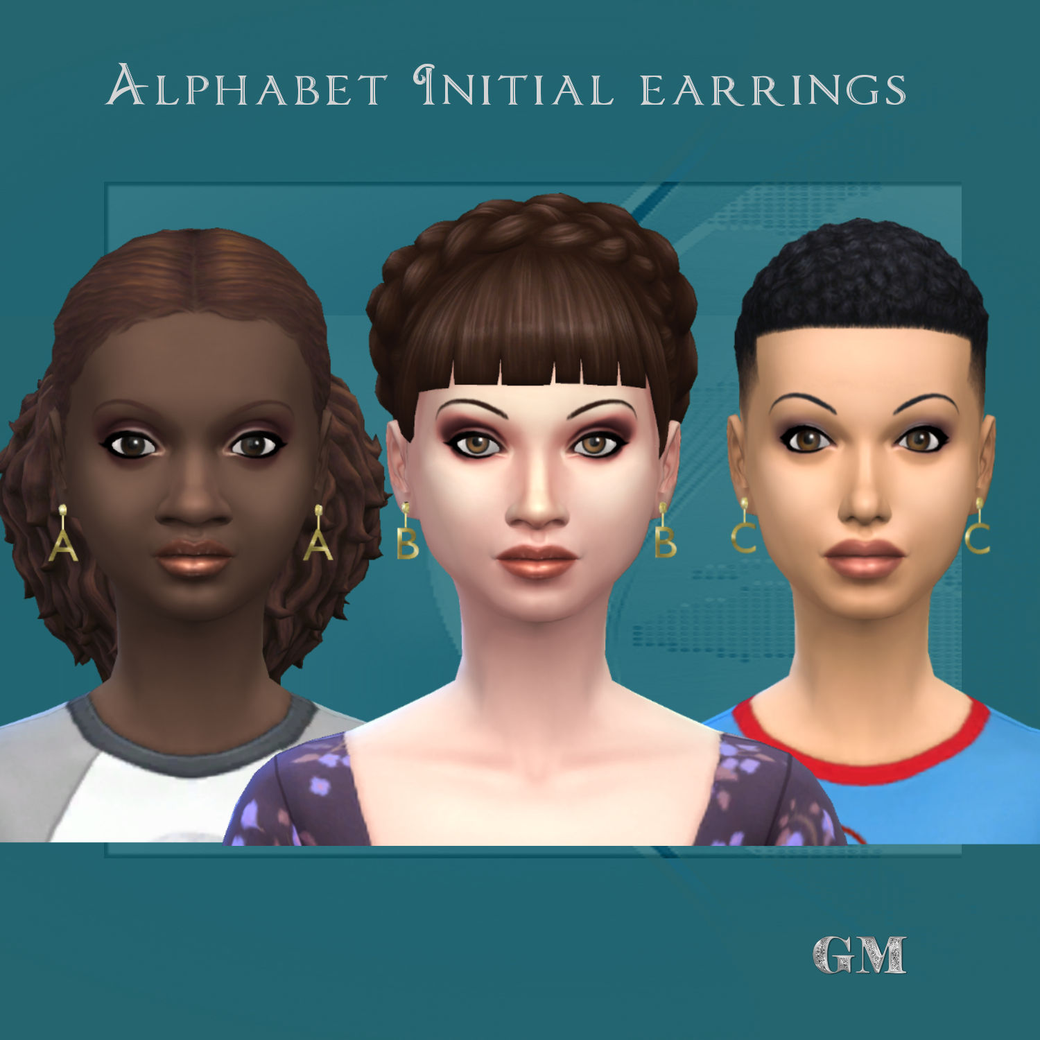 Alphabet Initial earrings - The Sims 4 Create a Sim - CurseForge
