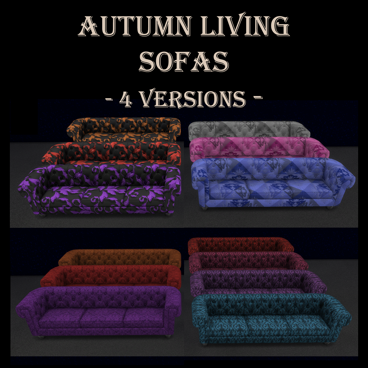 Autumn Living Sofas - 4 Versions - Files - The Sims 4 Build / Buy ...