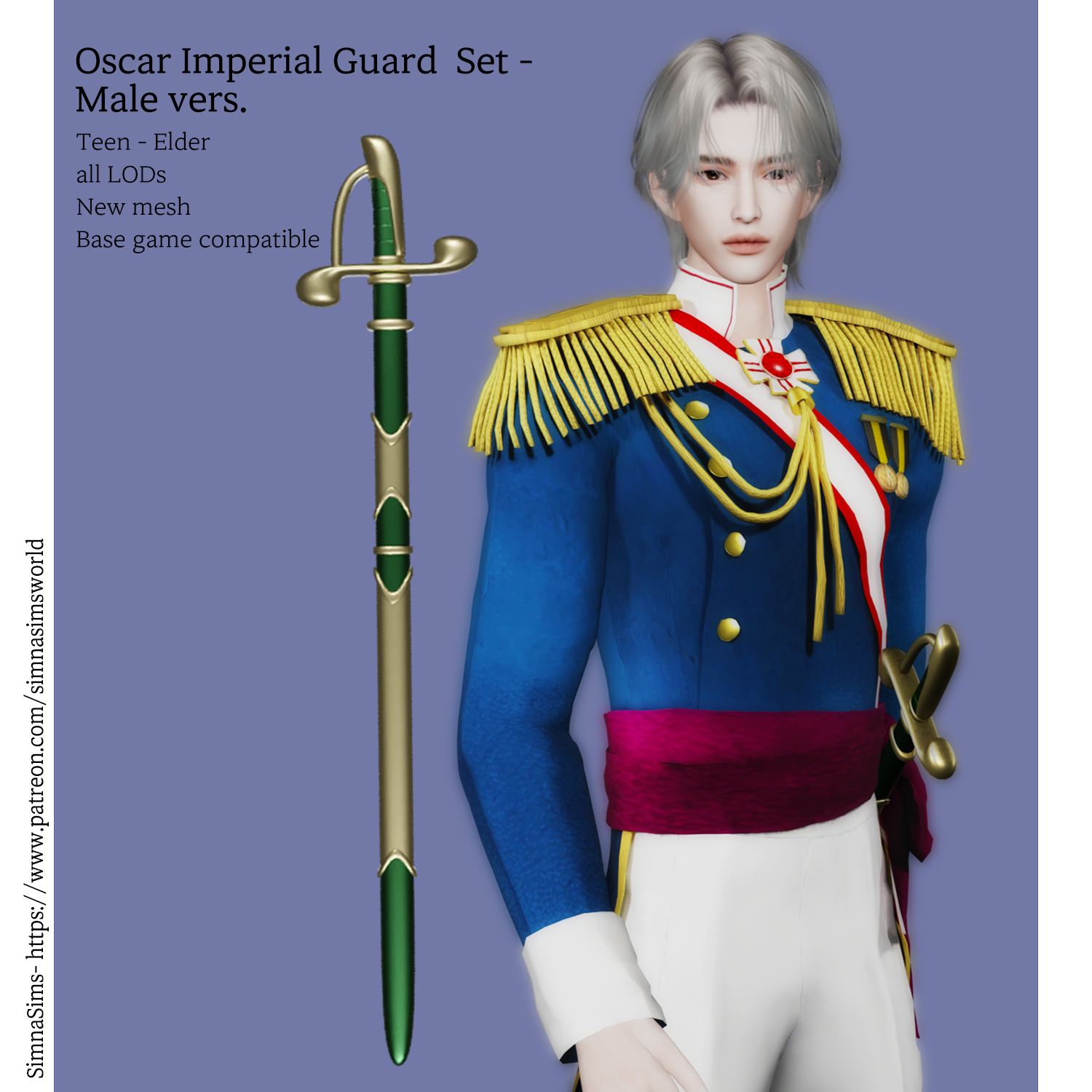 [Simna] Oscar Imperial Guard Set_Male Version - The Sims 4 Create a Sim ...