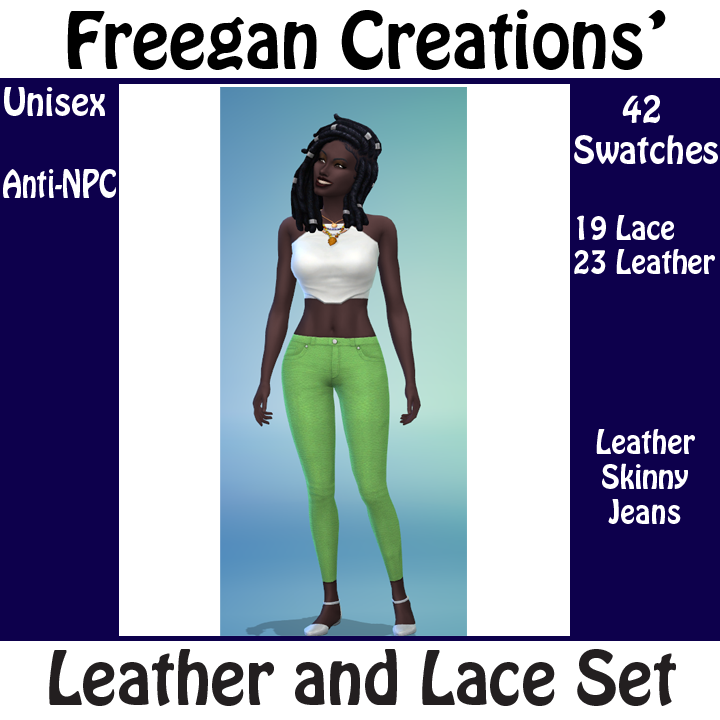 Leather and Lace Set- Leather Skinny Jeans - The Sims 4 Create a Sim ...